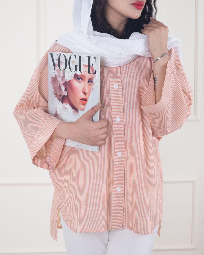 شومیز مانتویی راه راه حنا کد 22538